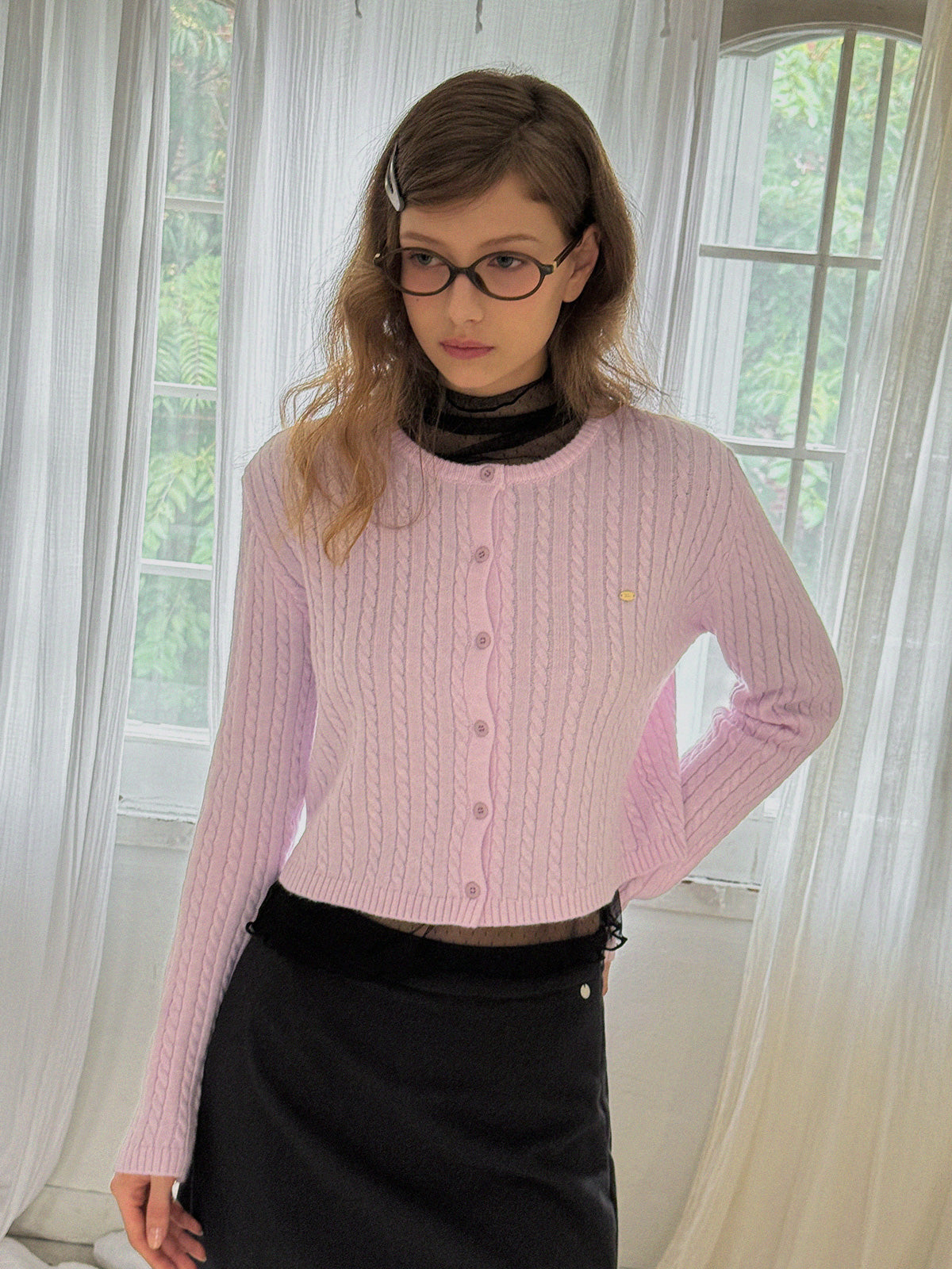 Tiben Cropped Cable Knit Cardigan